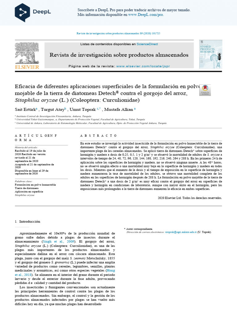 The efficacy of different surface applications of wettable powder ...