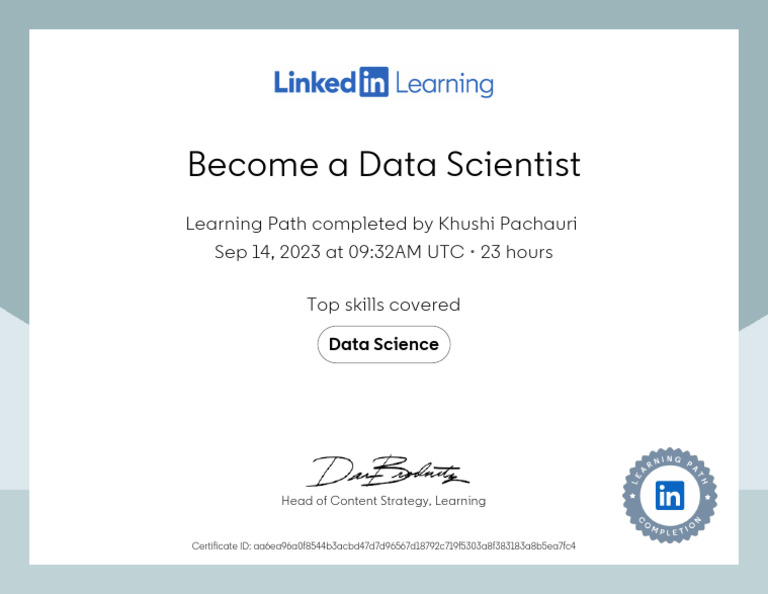 LinkedIn Learning Certificate | PDF