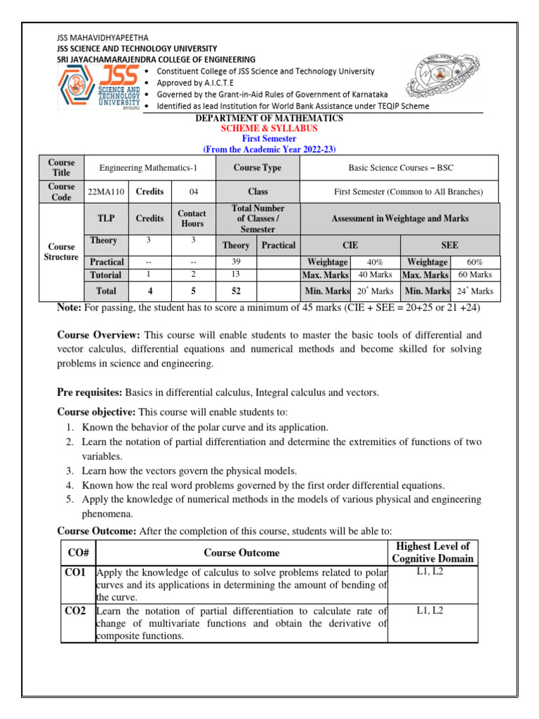 Engineering Mathematics & Physics Syllabus | PDF | Electrical ...