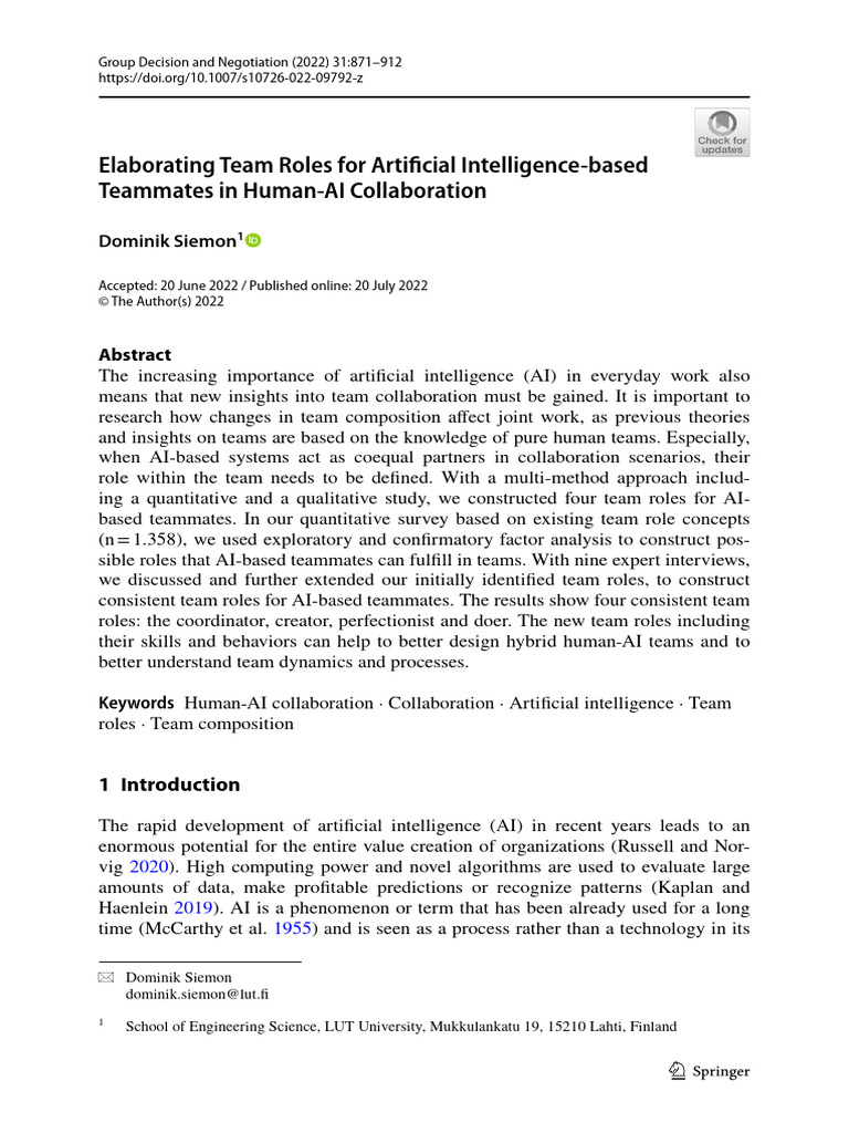 Elaborating Team Roles For Artificial Intelligence Based Teammates in ...
