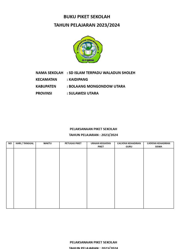 BUKU PIKET SEKOLAH | PDF