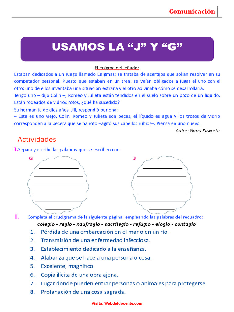 Uso-de-la-J-y-G-para-Cuarto-Grado-de-Primaria | PDF
