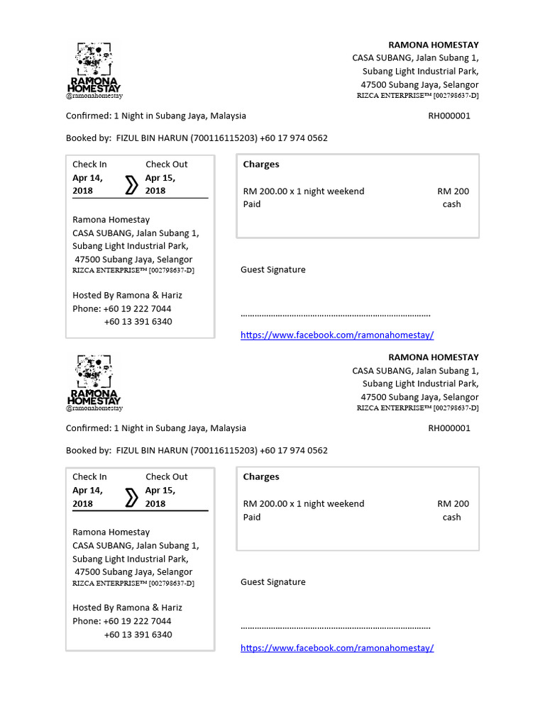 Ramona Homestay Resit | PDF