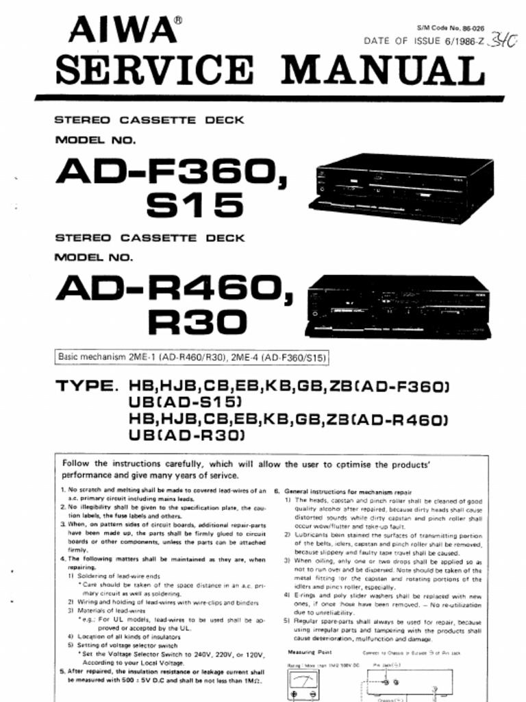 Aiwa AD F360 Service Manual | PDF
