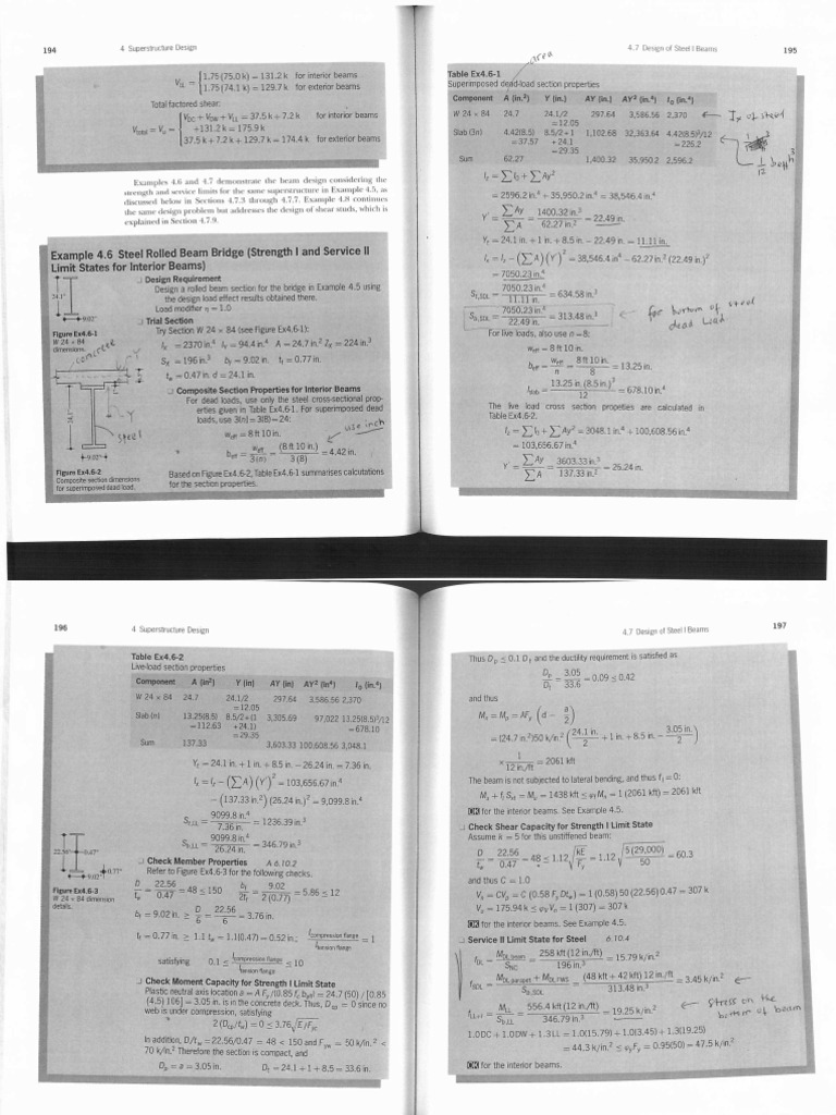 Example of Stress Calculation on Composite Girder | PDF