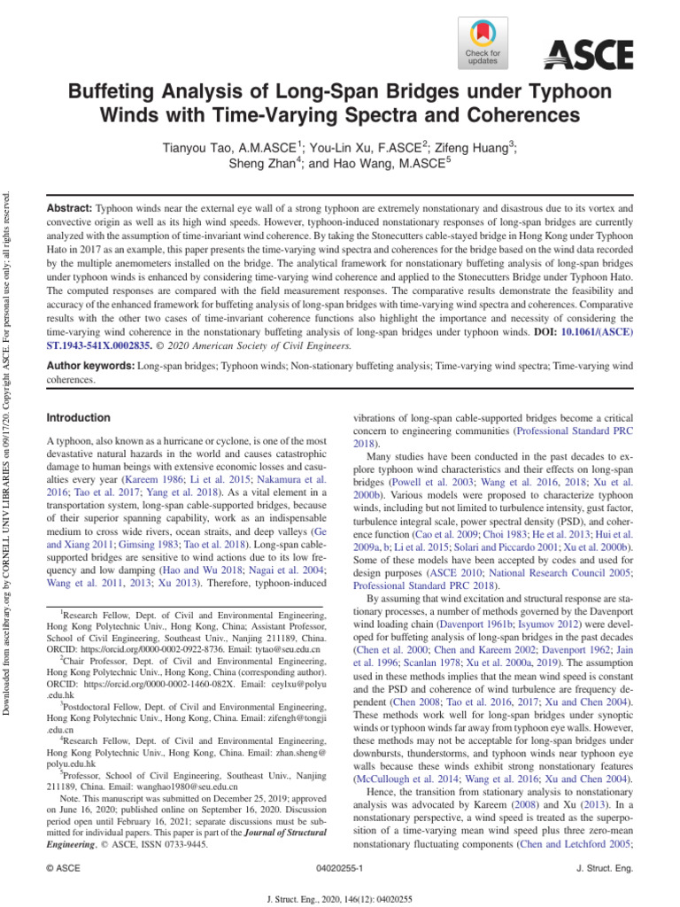 Buffeting Analysis of Long-Span Bridges Under Typhoon Winds With Time-Varying Spectra and ...