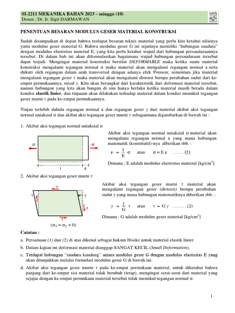 Modul Mekanika Bahan (Mg. 10) | PDF