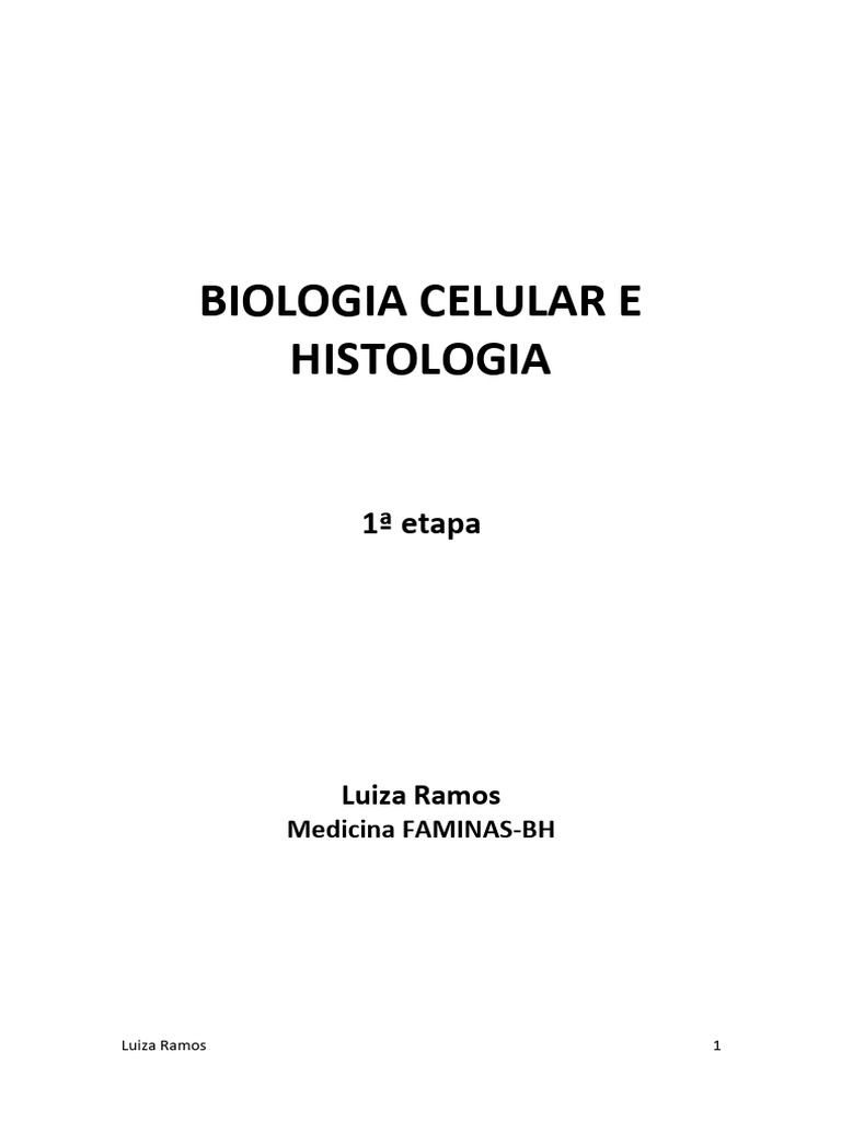 Resumo Biocel 1 Etapa - Luiza | PDF | Membrana celular | Célula (Biologia)