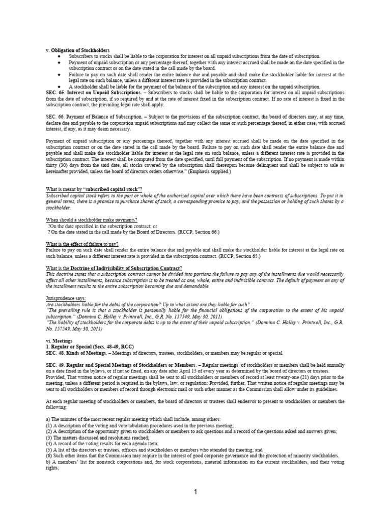 Corporation Notes | PDF | Board Of Directors | Securities (Finance)