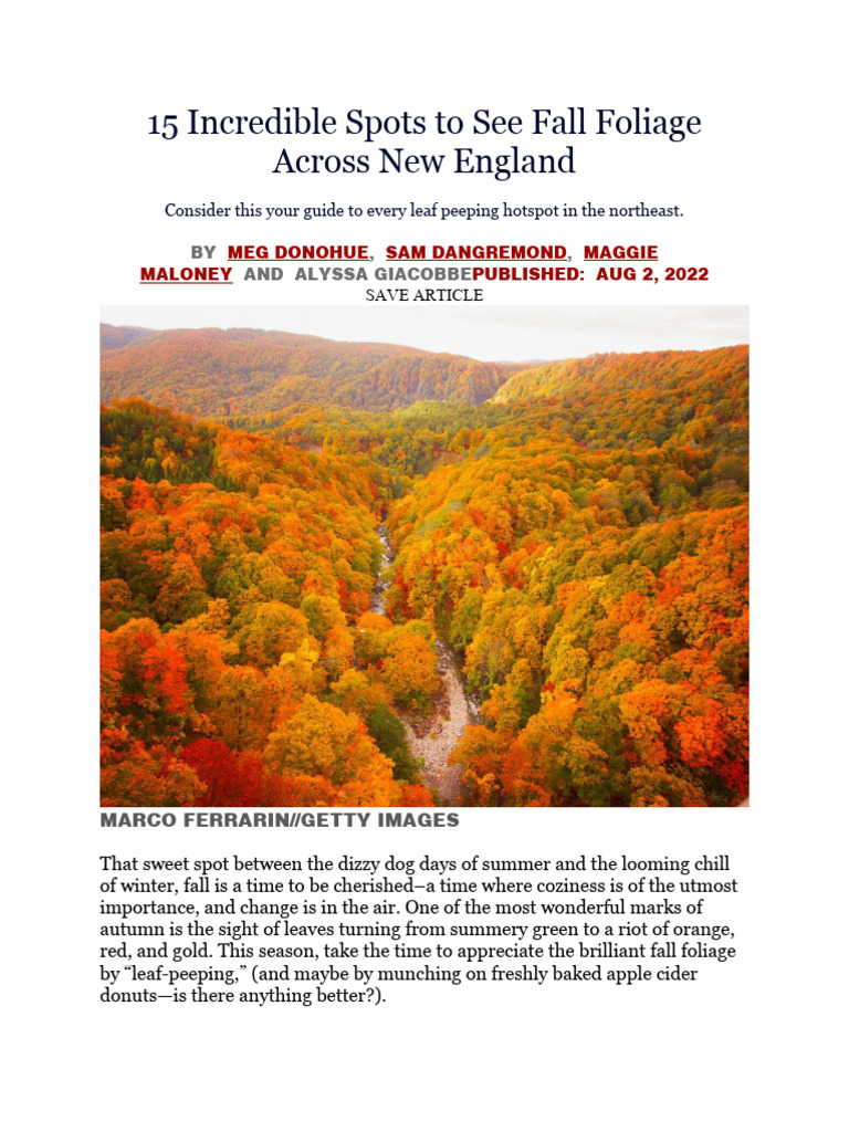 New England Fall Foliage Guide | PDF | Maine