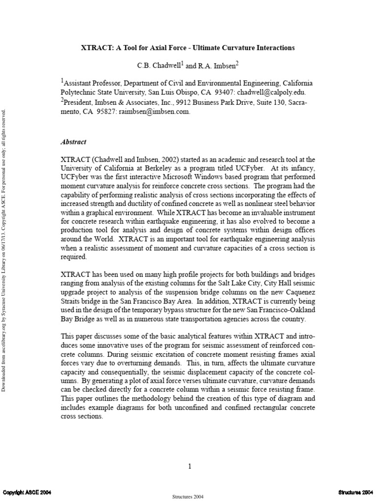 XTRACT Chadwell2004 | PDF | Deformation (Engineering) | Reinforced Concrete