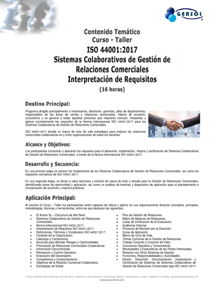 GenSol Temario ISO 44001-2017 Sistemas Colaborativos de Gestion de ...
