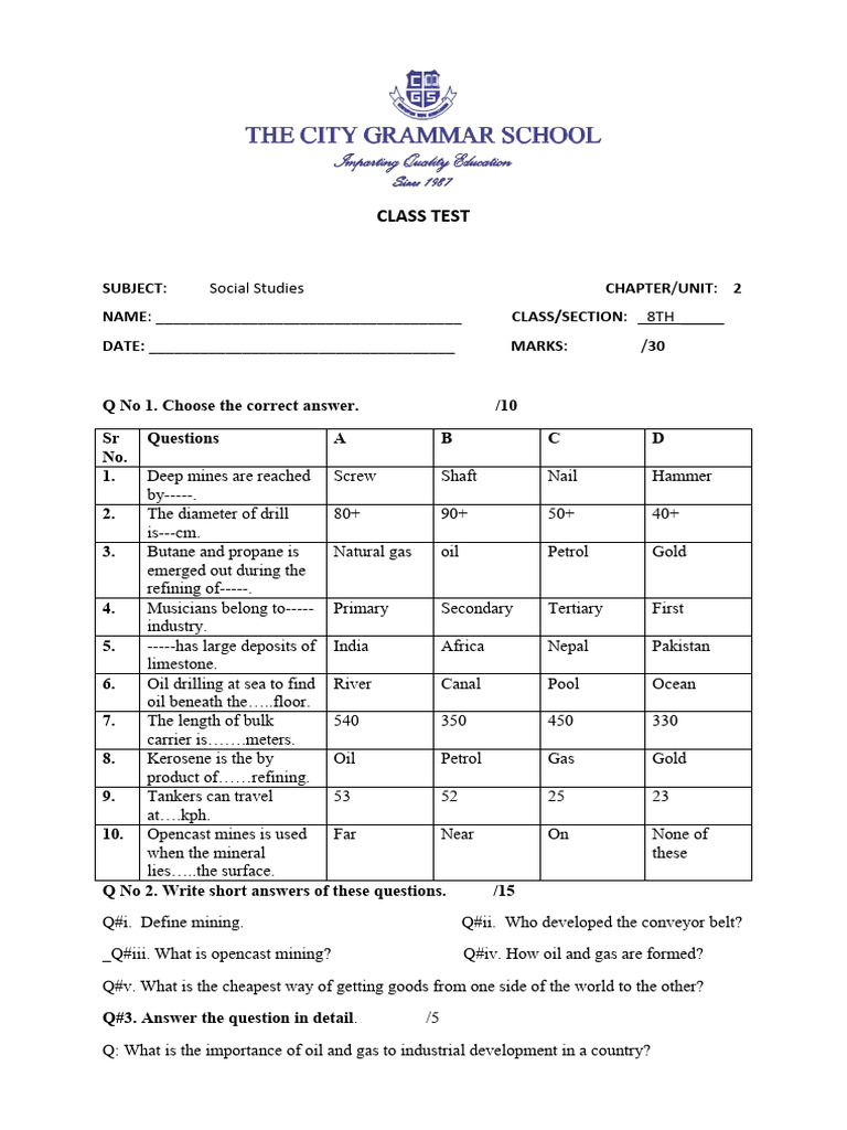 Lesson 2 Test Class 8 | PDF | Technology & Engineering