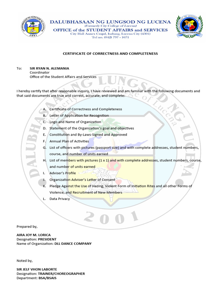 A.-Certificate-of-Correctness-and-Completeness | PDF