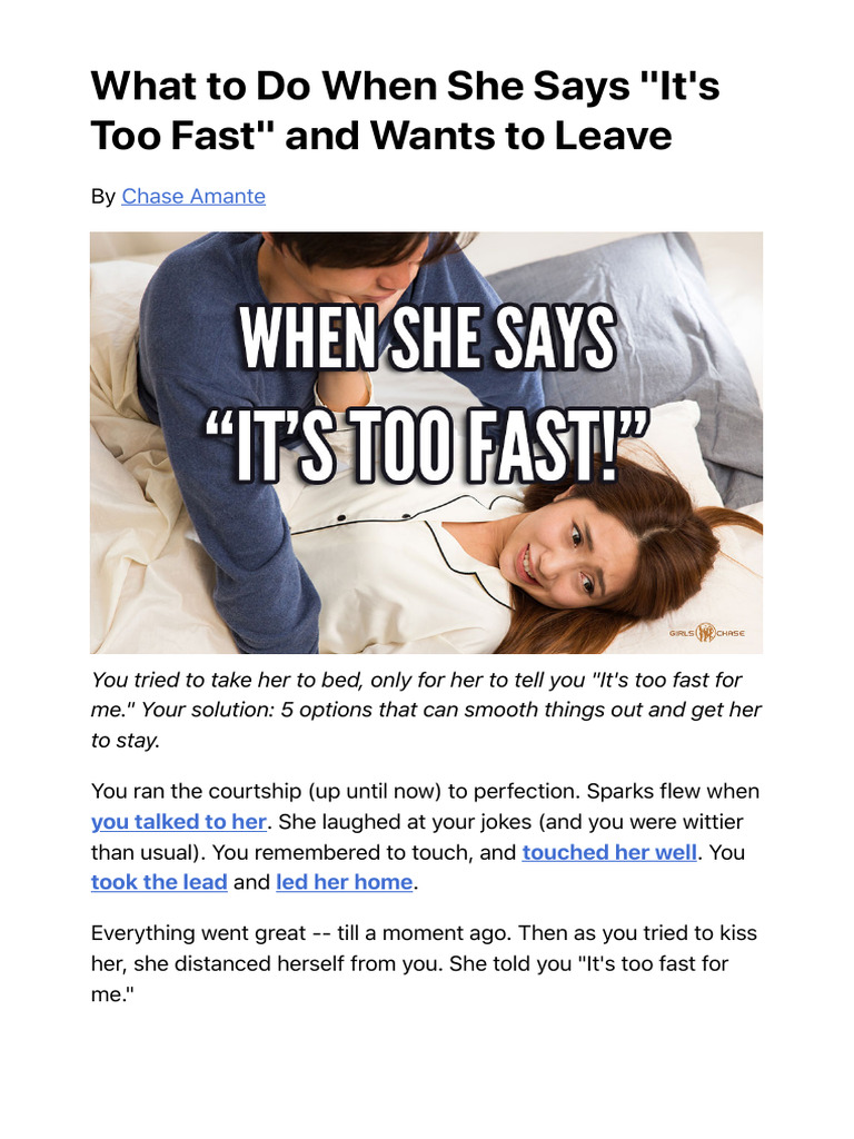 What To Do When She Says It's Too Fast and Wants To Leave | PDF | Reason