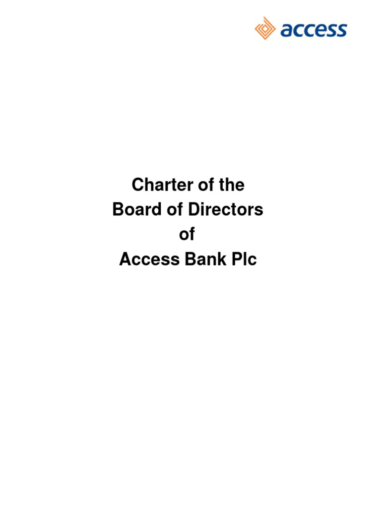 Access Bank Board Charter Overview | PDF | Internal Control | Internal ...