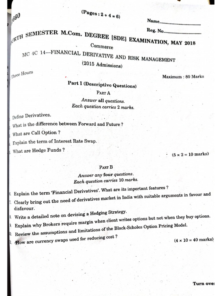 Financial Derivative and Risk Management 2018 | PDF