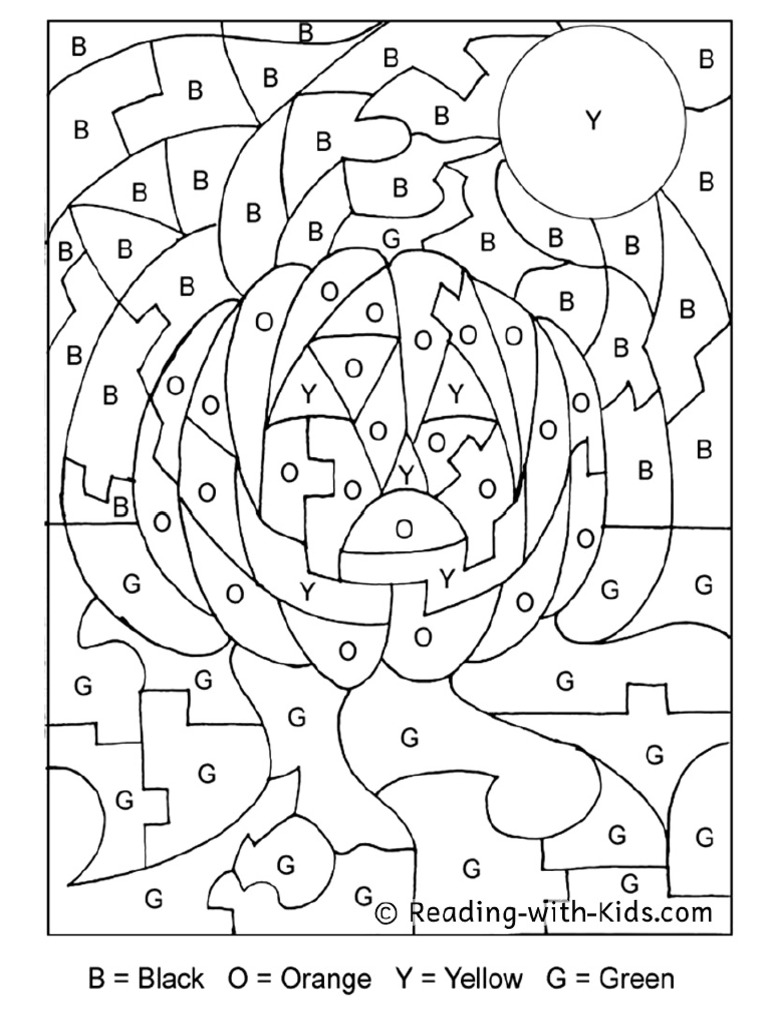 Halloween Color by Letter Jack o Lantern Coloring Page | PDF