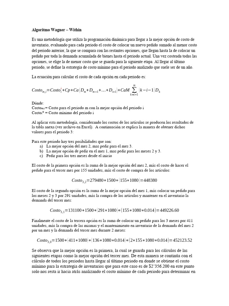 Algoritmo Wagner | PDF | Inventario | Matemáticas Aplicadas