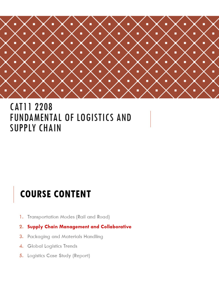 9.Fundamental of Logistics(Week9)-2566 | PDF | Supply Chain | Supply ...