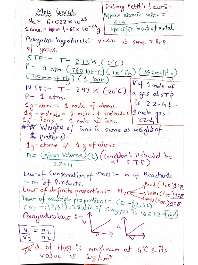 Mole_concept_short_notes | PDF Mole_concept_short_notes | PDF