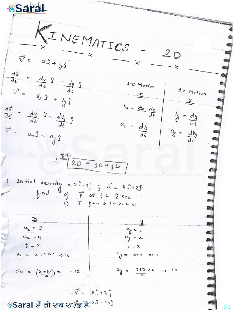 Jee Kinematics 2D Notes | PDF