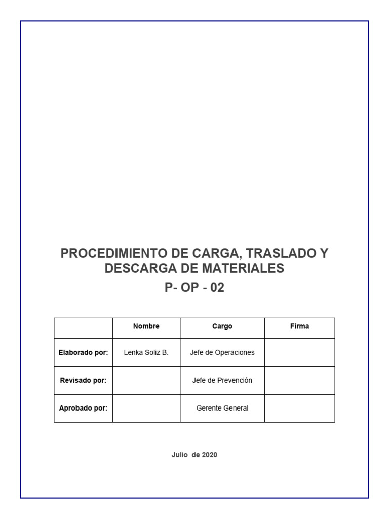 Procedimiento Carga, Traslado y Descarga | PDF | Conducción | Camión