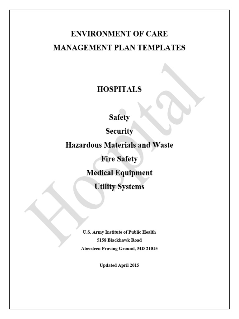 Environment of Care Management Plan Templates | Download Free PDF ...