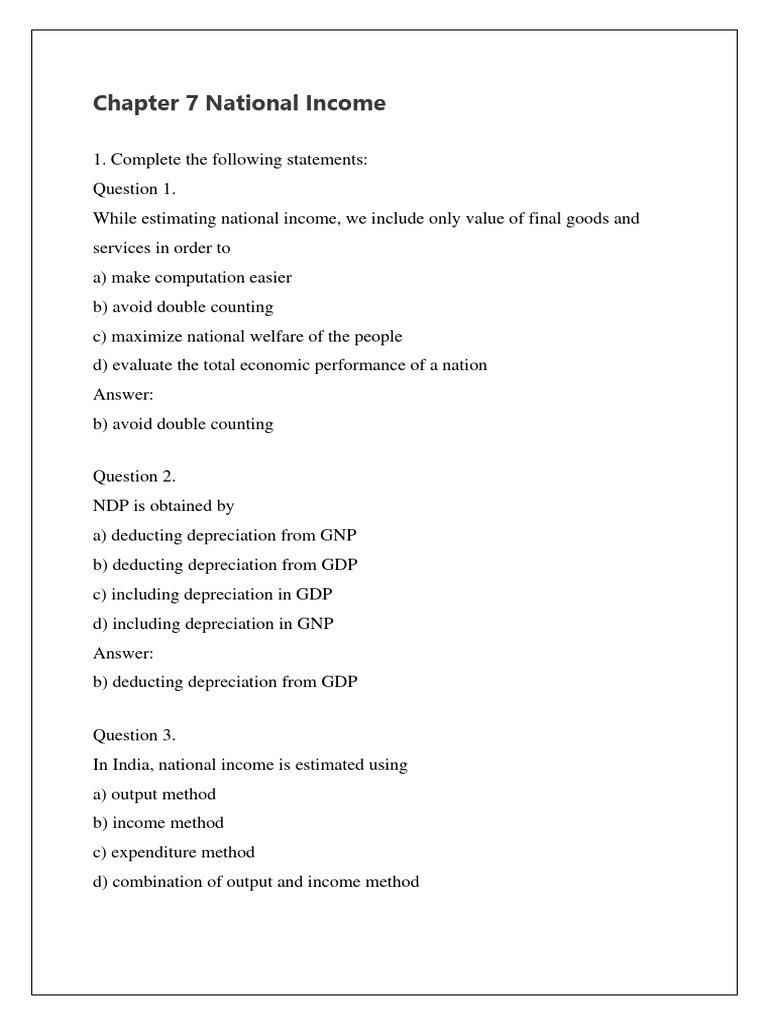 Chapter 7 National Income 1 | PDF | Measures Of National Income And ...
