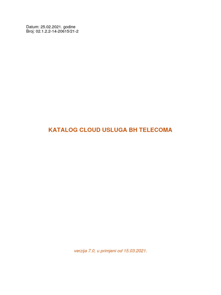 BH Telecom Cloud Services Guide | PDF | Backup | Gateway (Telecommunications)