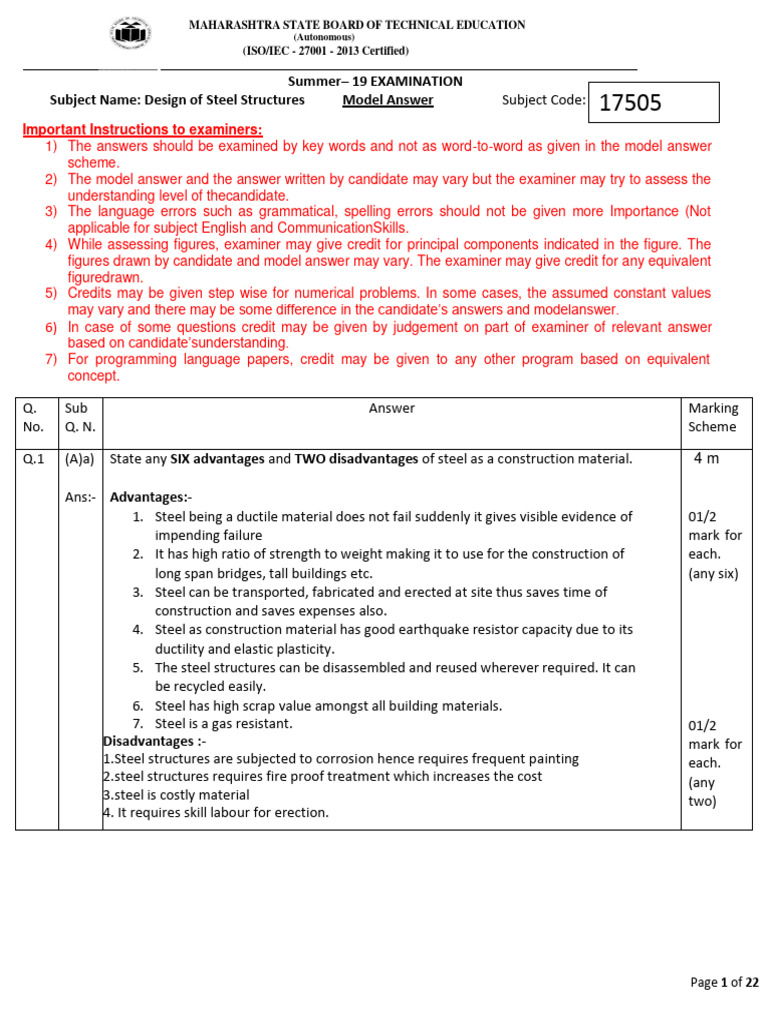 2019 Summer Model Answer Paper (Msbte Study Resources) | PDF | Bending ...