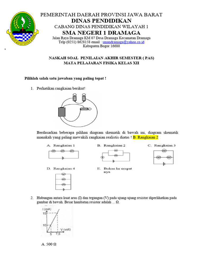 Soal PAS Fisika Kelas XII | PDF | Sains & Matematika