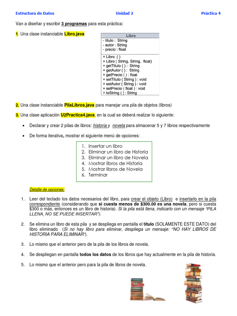 Programas de Pila de Libros en Java | PDF