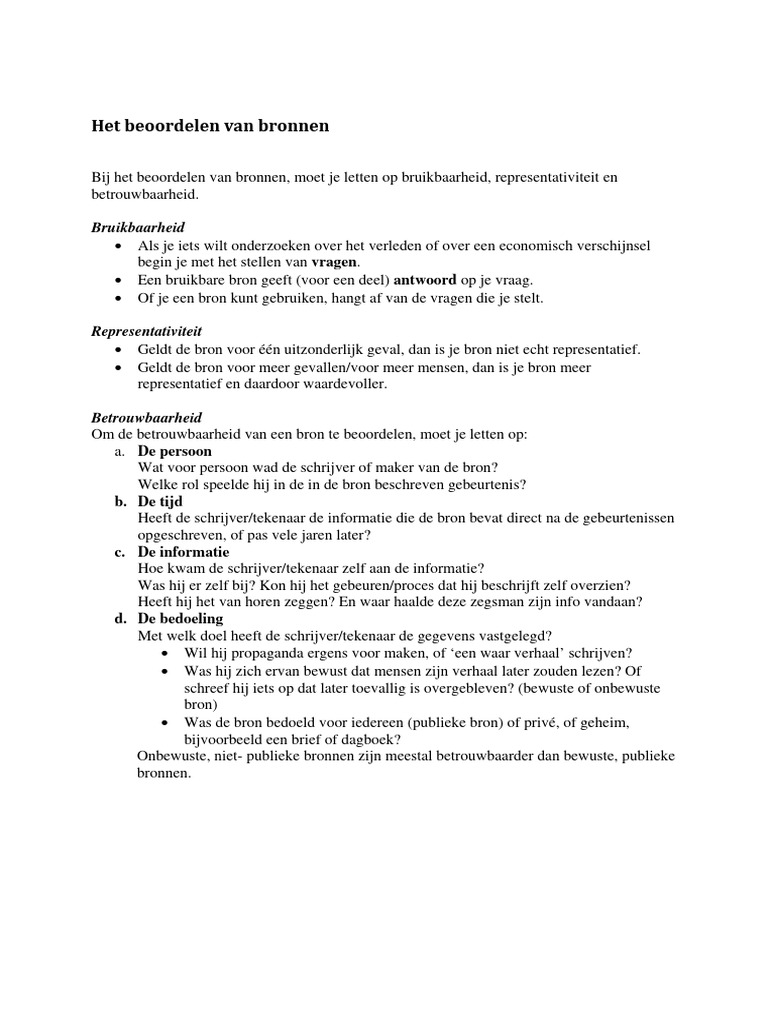 Bronnen Beoordelen | PDF