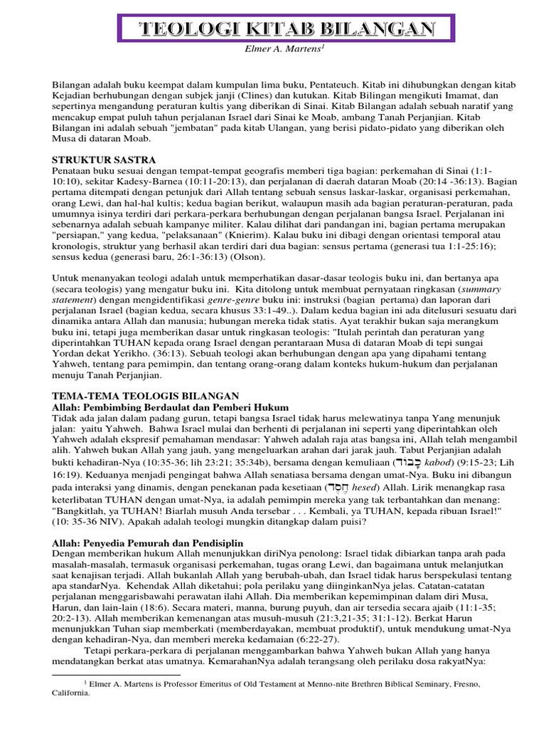 Teologi dan Tema Kitab Bilangan | PDF | Politik | Sejarah