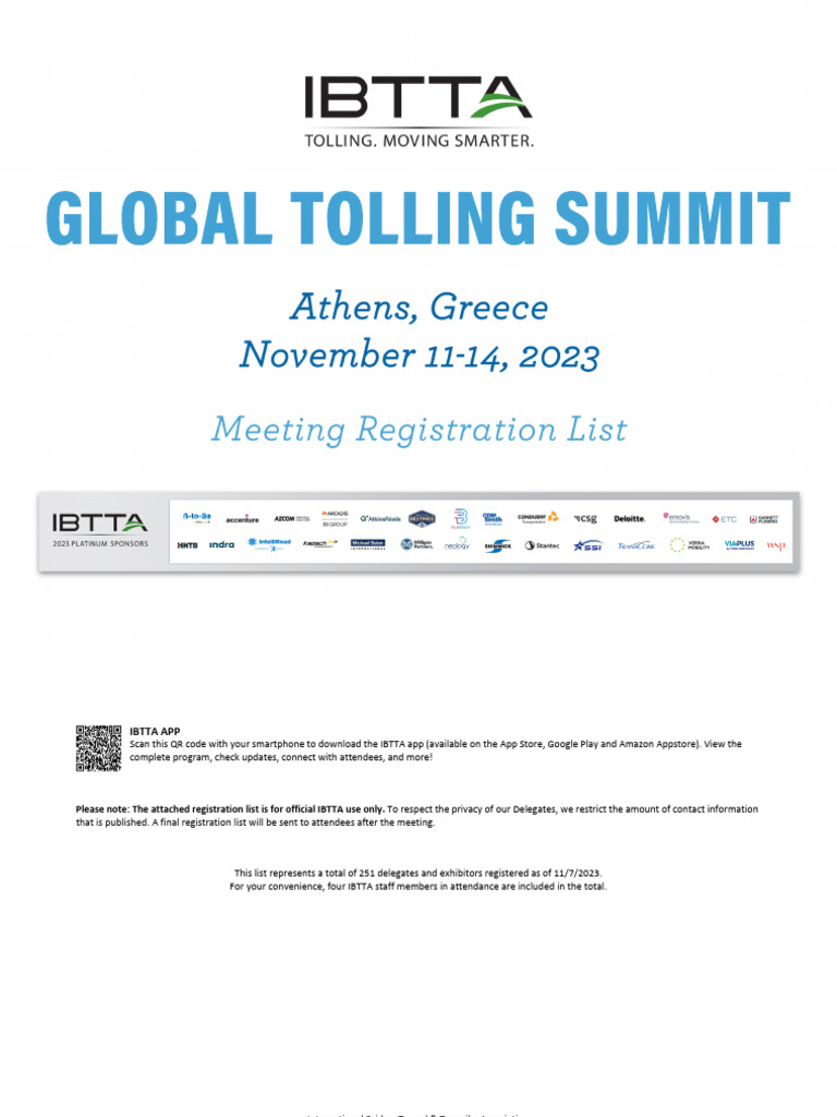 2023 IBTTA Global Tolling Summit | PDF | Greece | Business