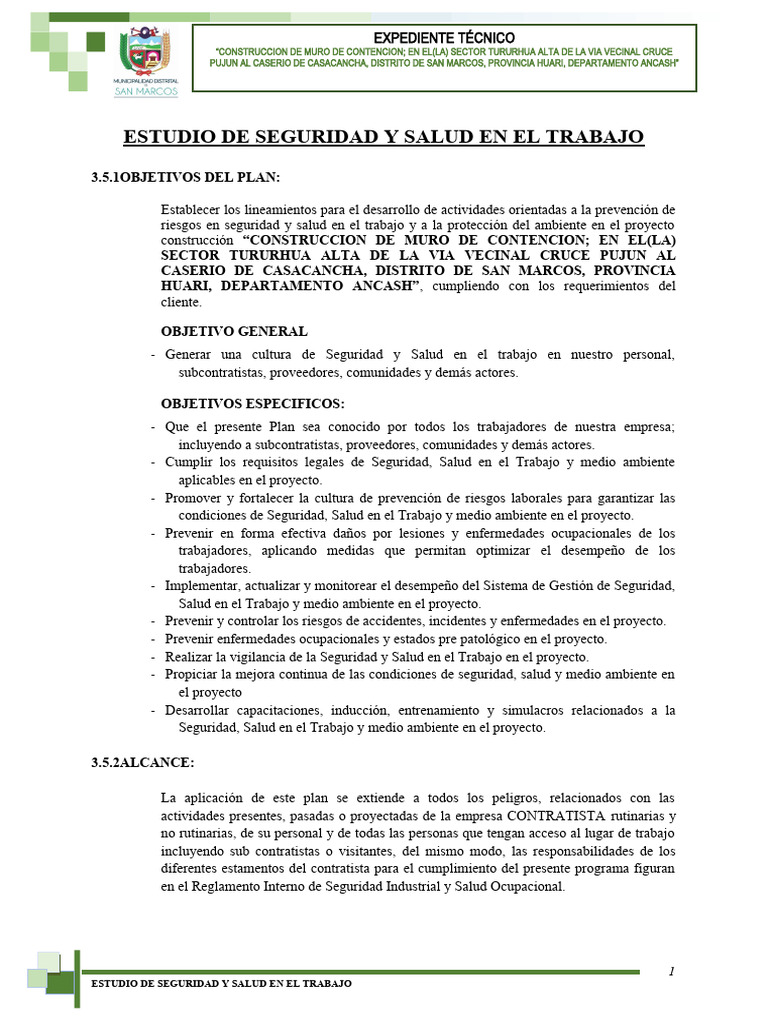 Estudio de Seguridad y Salud en El Trabajo | Descargar gratis PDF | Seguridad y salud ...