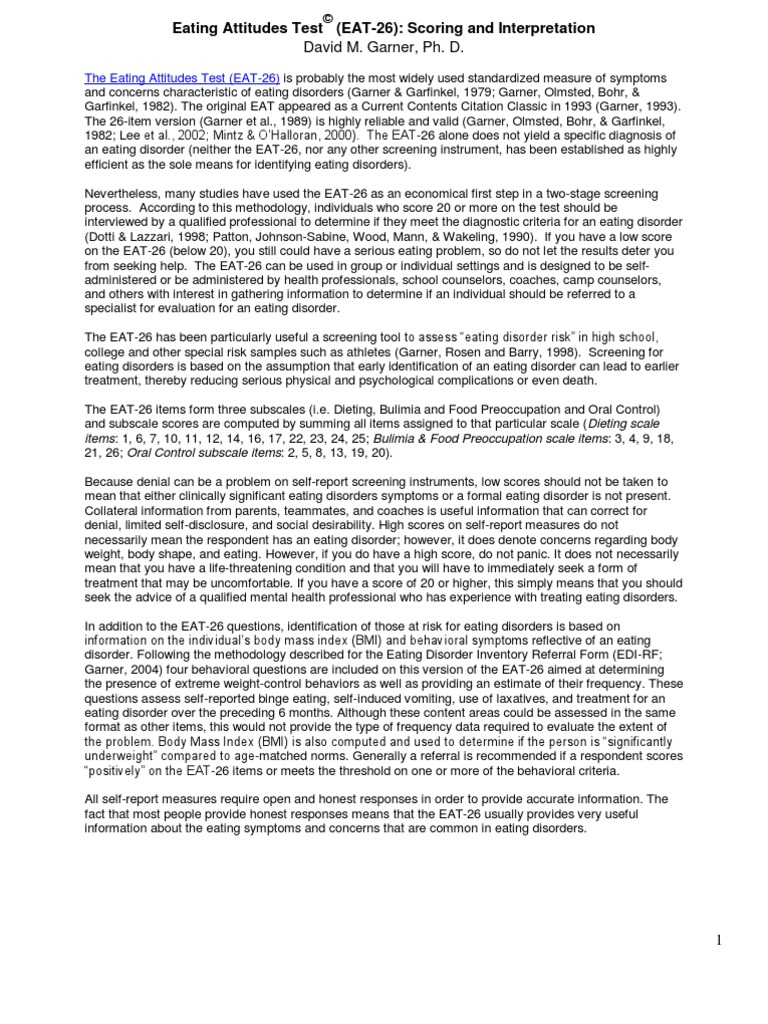 Eating Attitudes Test | PDF | Body Mass Index | Eating Disorder