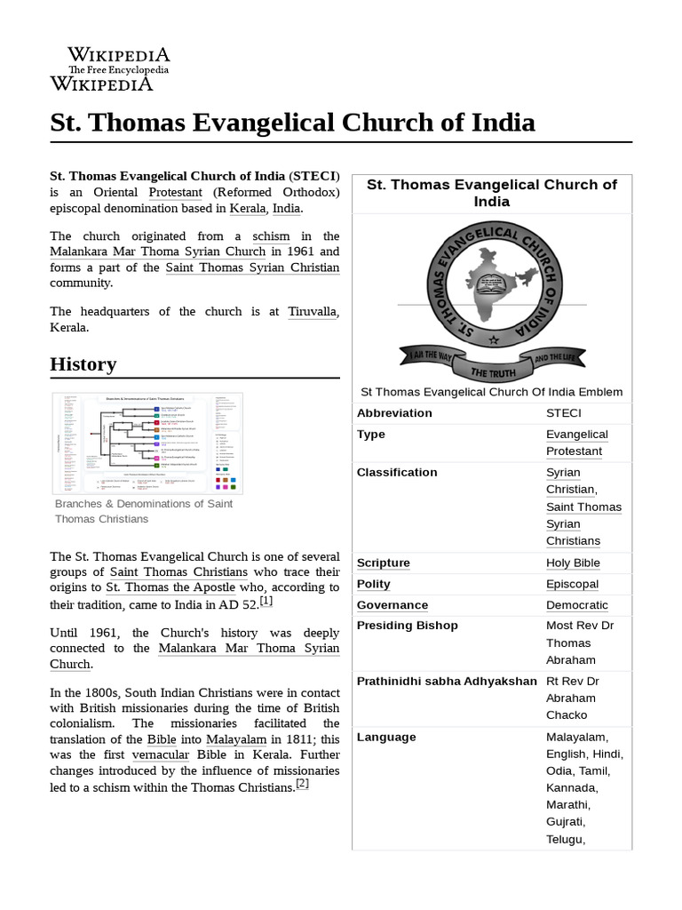 St. Thomas Evangelical Church of India Extra | PDF | Protestantism ...