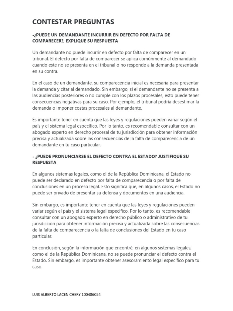 Contestar Preguntas | PDF | Jurisdicción | Demanda judicial