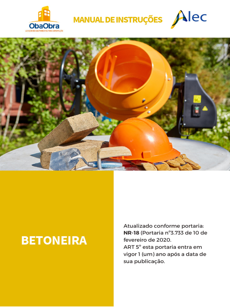 manual de instruções betoneira - OBAOBRA | PDF manual de instruções betoneira - OBAOBRA | PDF