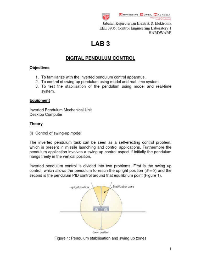 EEE3925 HW_L3 Digital Pendulum Control | PDF | Pendulum | Control Theory
