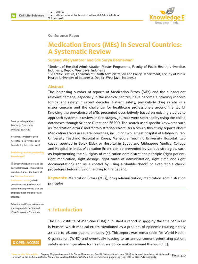 2018 - Wigiyantoro & Darmawan | PDF | Medical Error | Dose (Biochemistry)