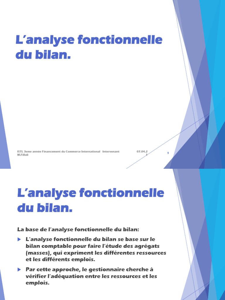 Analyse fonctionnelle du bilan comptable | PDF | Bilan comptable ...