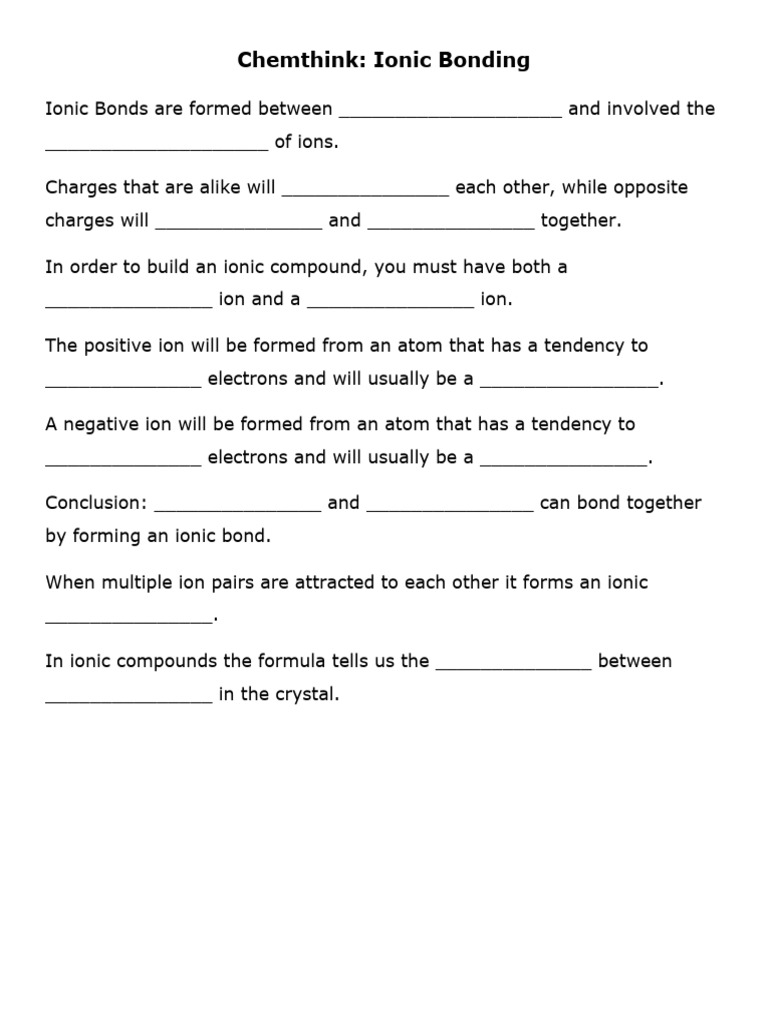 Ionic Bonding Basics for Students | PDF