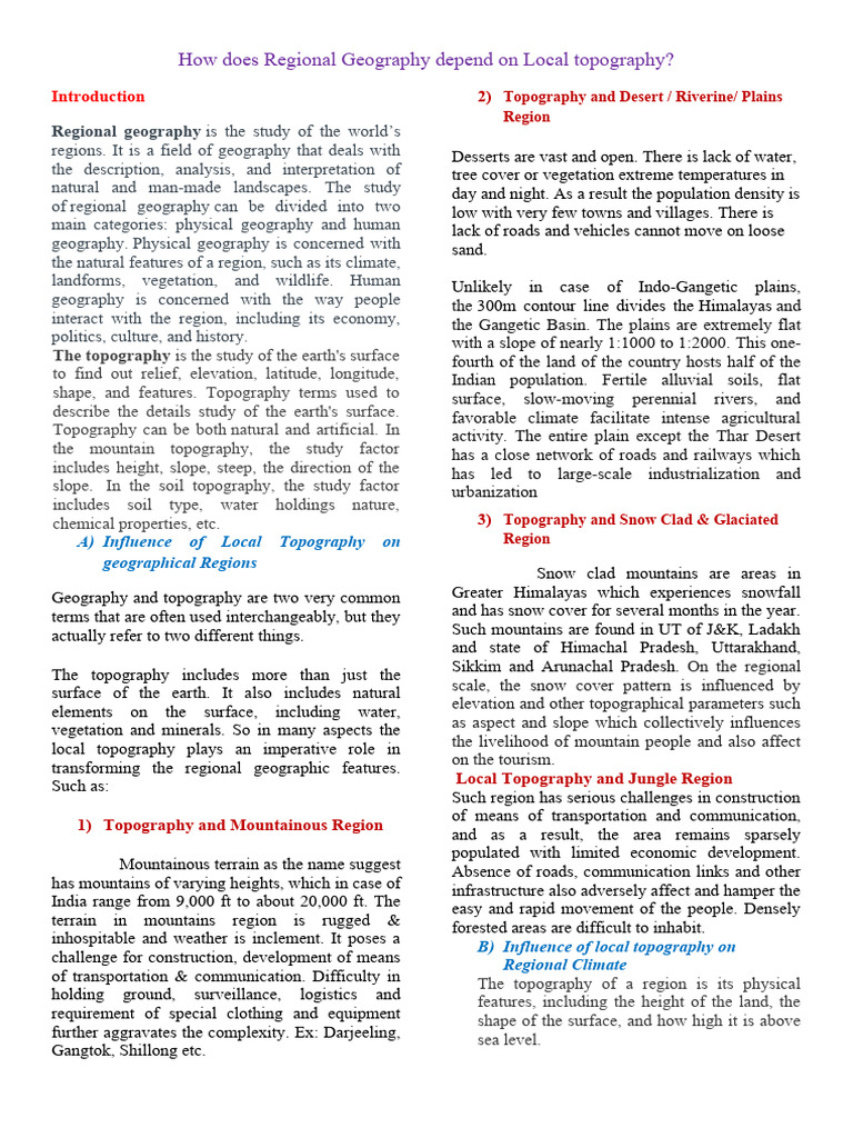 How Does Regional Geography Depend On Local Topography | PDF ...