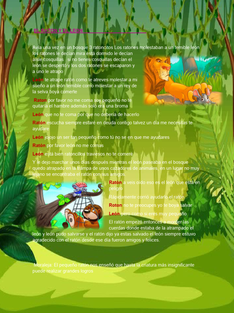 Cuento El Raton Y Leon Pdf