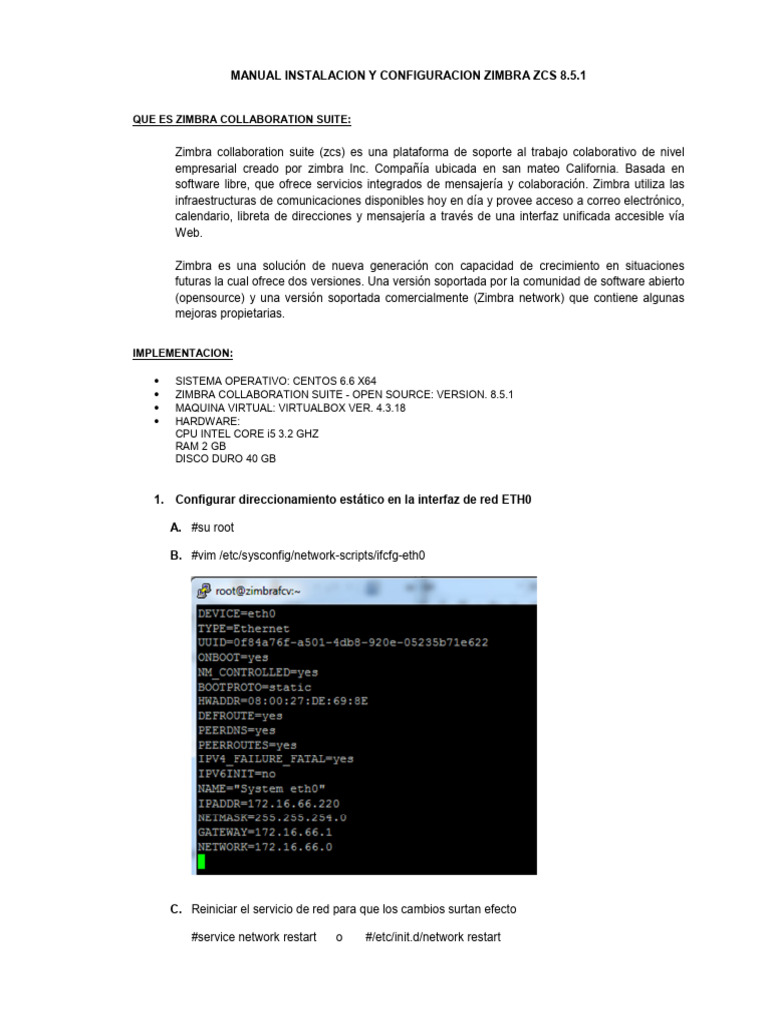 Manual Instalacion y Configuracion Zimbra Zcs 8.5.1 Ok | PDF | sistema de nombres de dominio ...