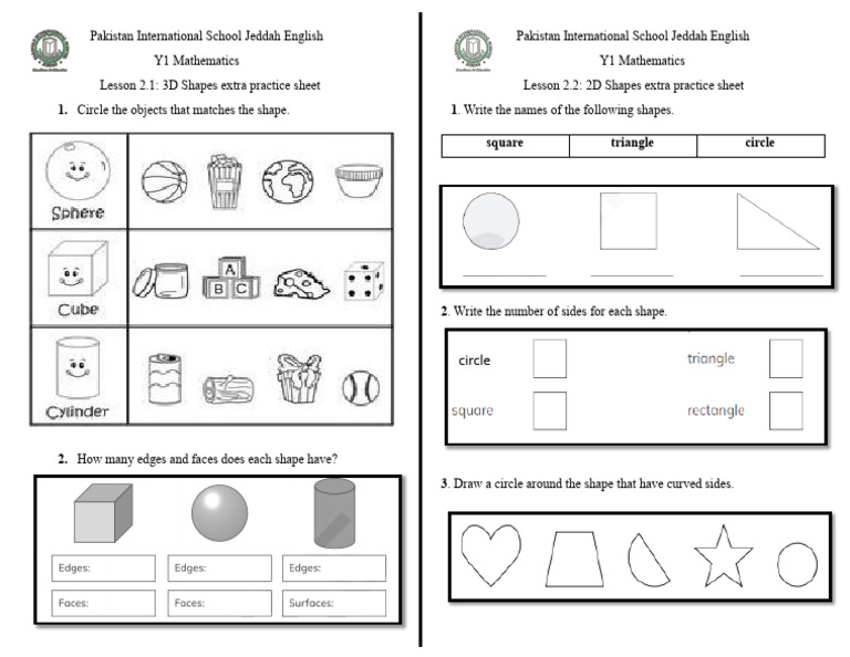 2D & 3D Shape Ex Sheet-2 | PDF | Teaching Methods & Materials