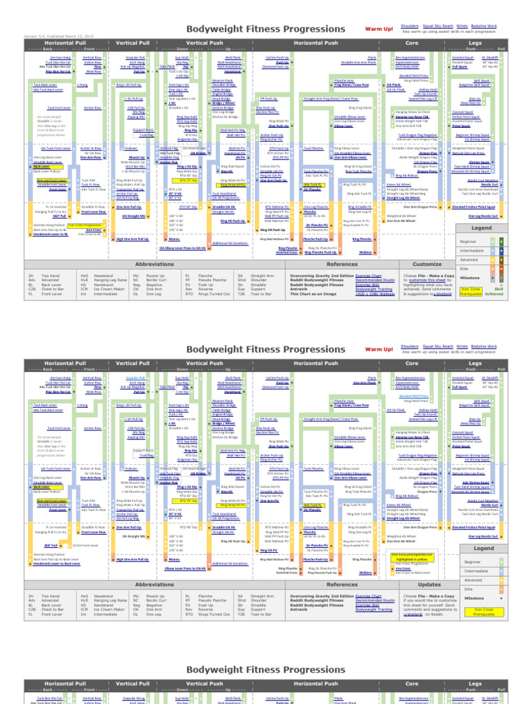 Bodyweight Fitness Progressions Chart | PDF | Human Anatomy | Physical ...